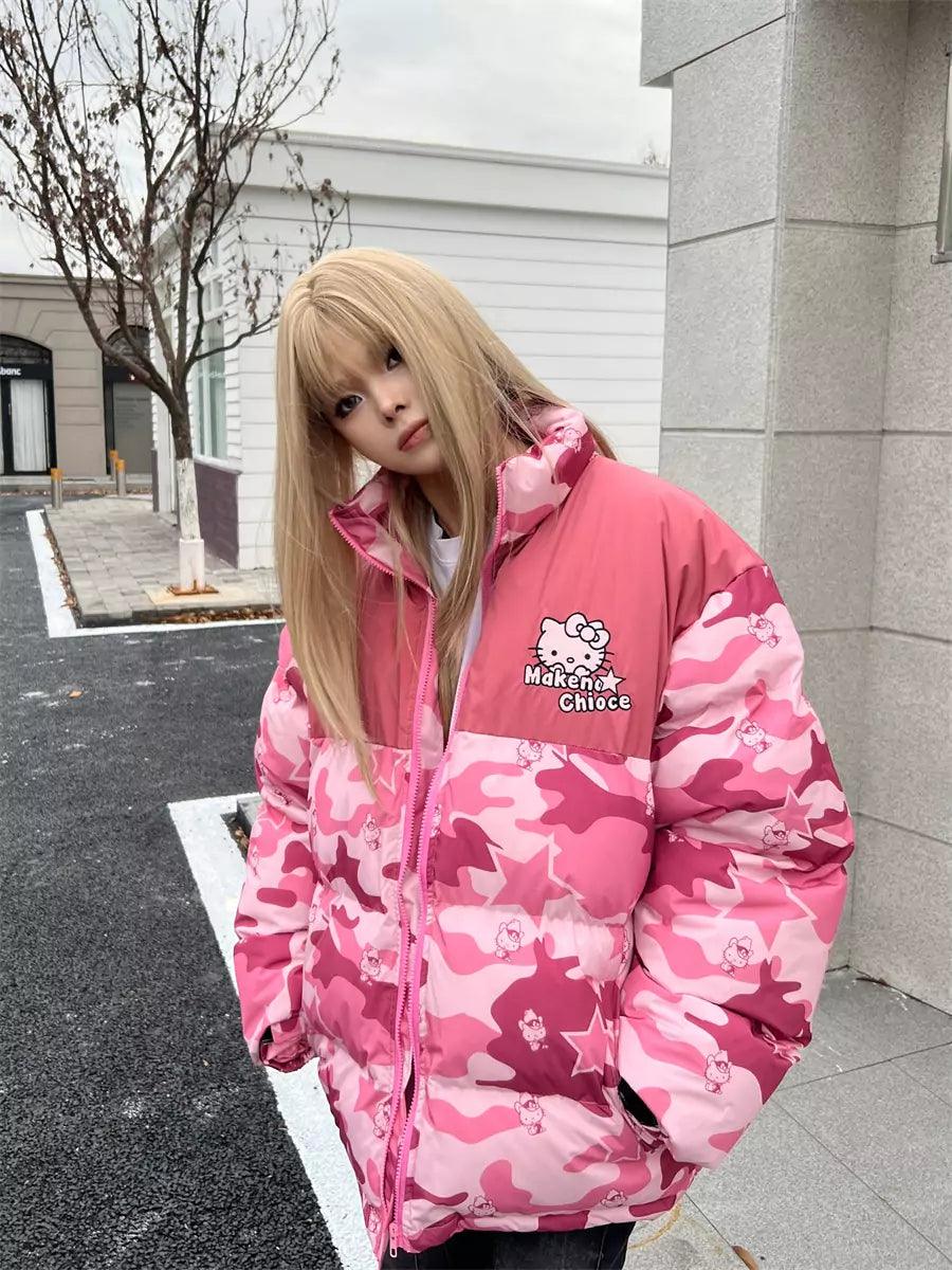 Hello Kitty Camo Baggy Puffer Jacket – In Kawaii Shop