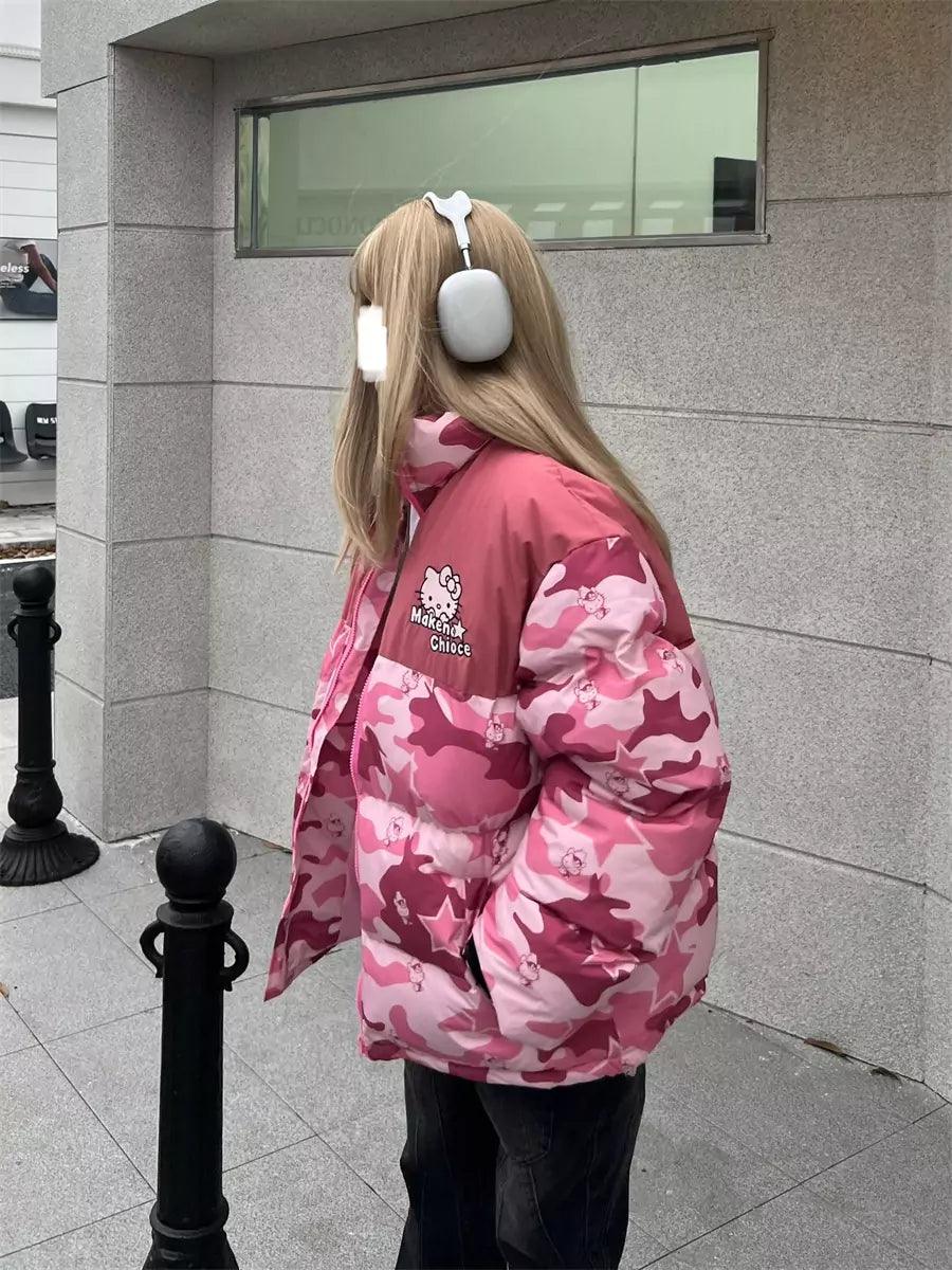 Hello Kitty Camo Baggy Puffer Jacket – In Kawaii Shop
