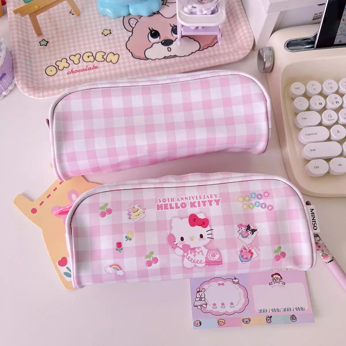 Hello Kitty Plaid Pencil Case with Oversized Zipper – In Kawaii Shop