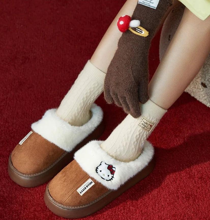 Hello Kitty Fuzzy Slippers – In Kawaii Shop