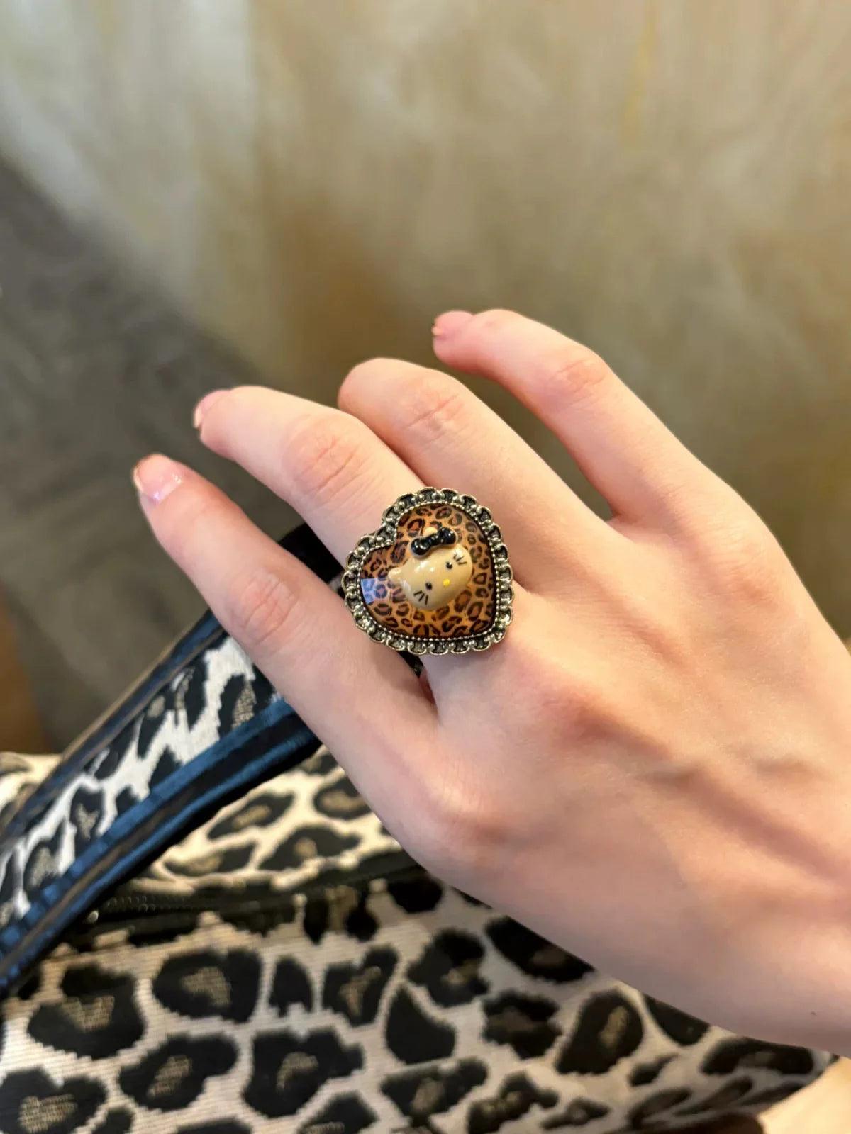 Hello Kitty Leopard Print Necklace & Ring Set – In Kawaii Shop