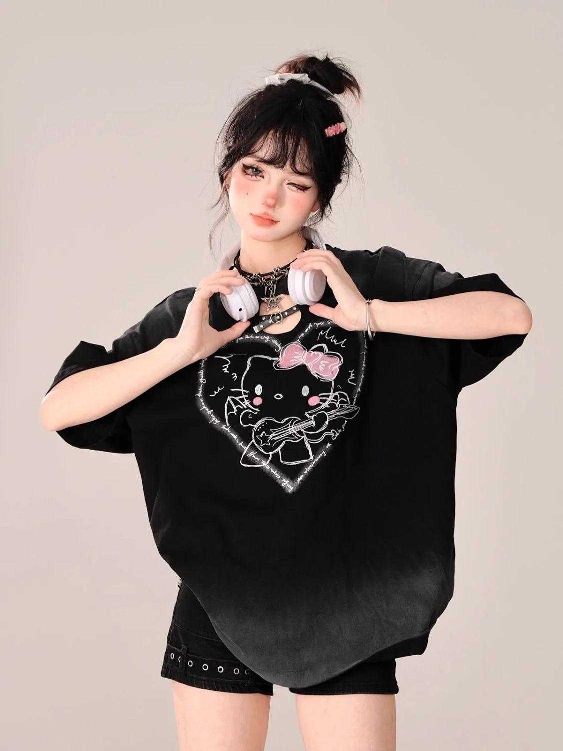 Hello Kitty Ombre Hollow Neckline Shirt – In Kawaii Shop