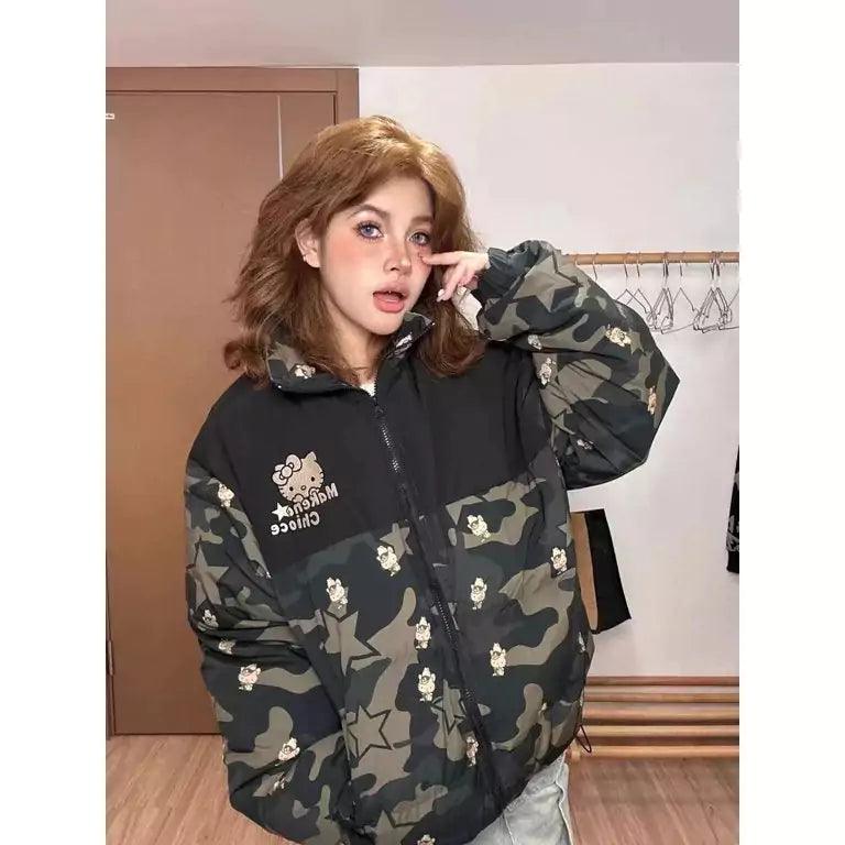 Hello Kitty Camo Baggy Puffer Jacket – In Kawaii Shop