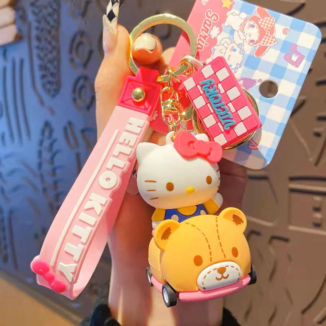 Sanrio on Race Car with Rolling Wheel Keychain – In Kawaii Shop